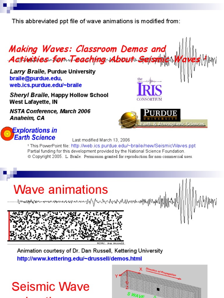 Making Waves: Classroom Demos and Activities For Teaching About Seismic ...