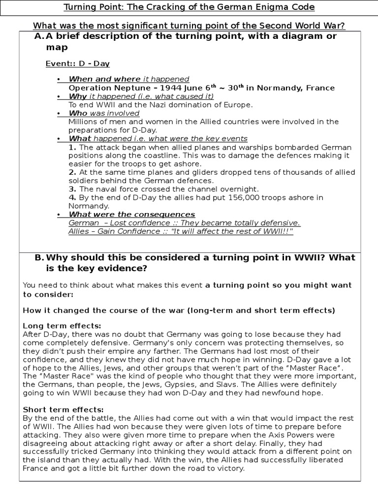 A Brief Description of The Turning Point | PDF | Normandy Landings ...