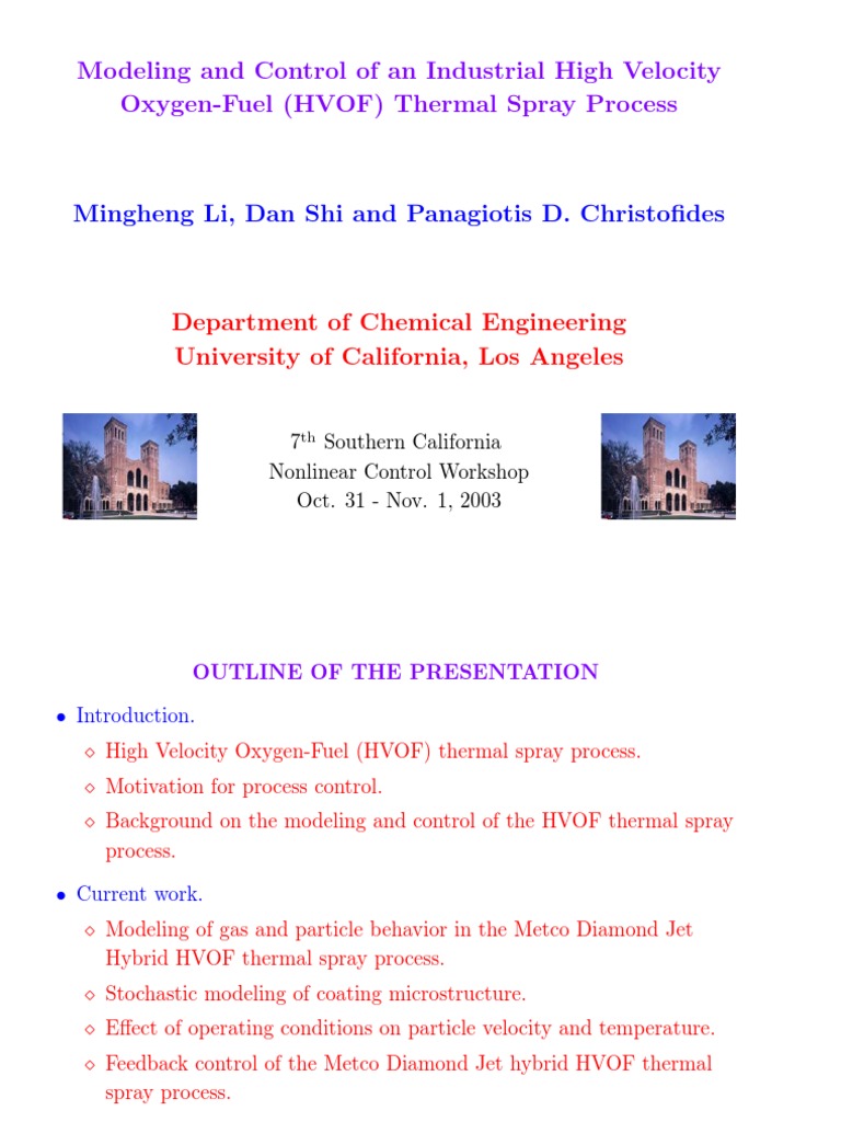 Modeling and Control of An Industrial High Velocity Oxygen-Fuel (HVOF) Thermal Spray Process ...