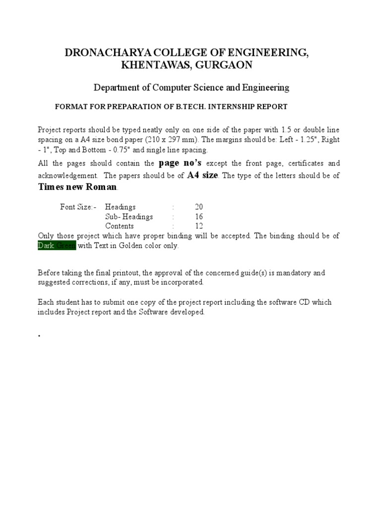 Internship Report Format Cse | PDF | Computing And Information Technology | Science