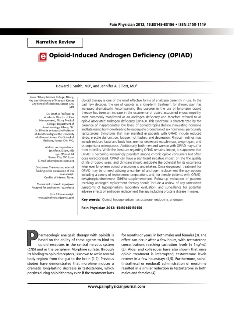 Opioid-Induced Androgen Deficiency | PDF | Opioid | Testosterone