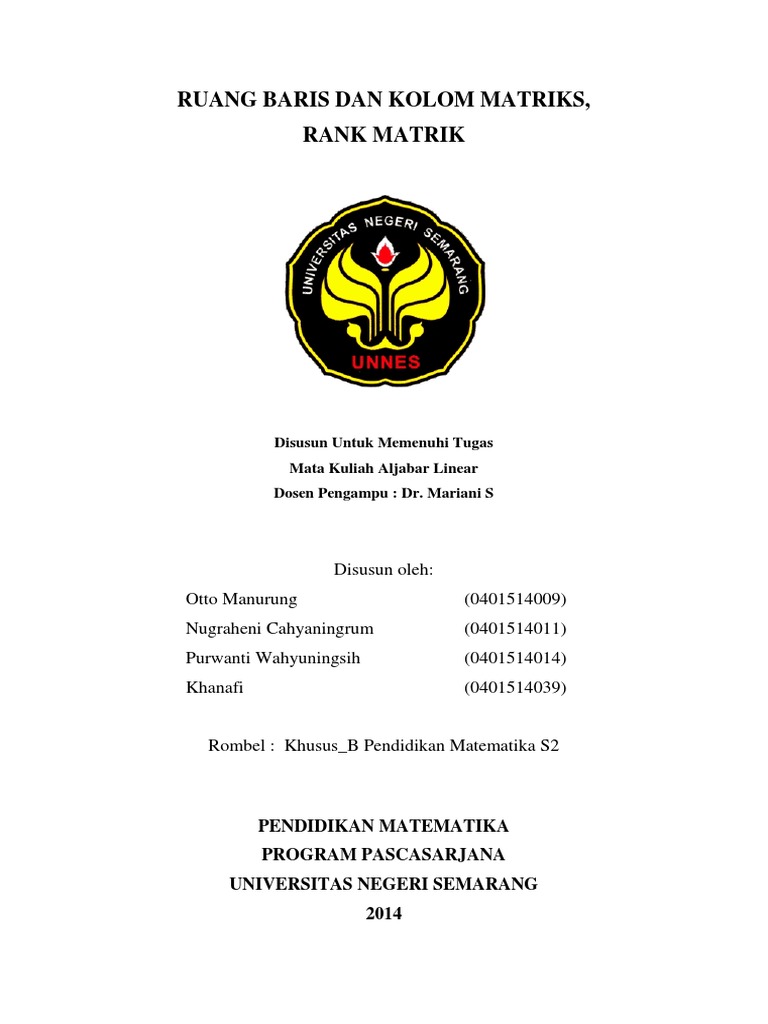 Ruang Baris Dan Kolom Matriks | PDF