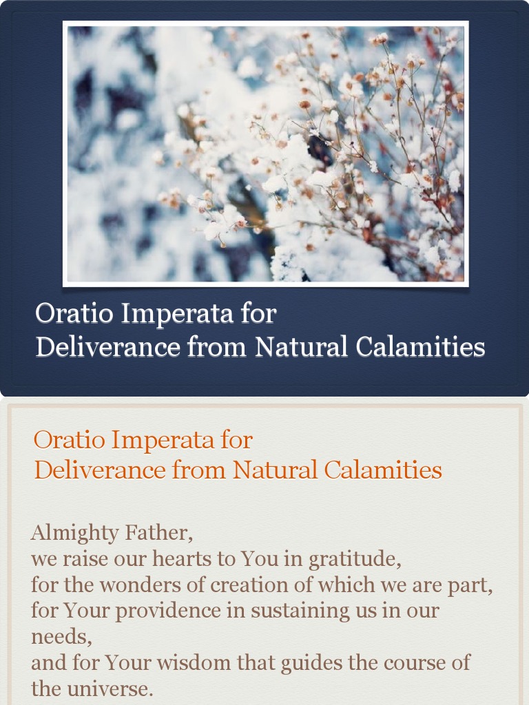 Oratio Imperata for Deliverance From Natural Calamities | Christian ...