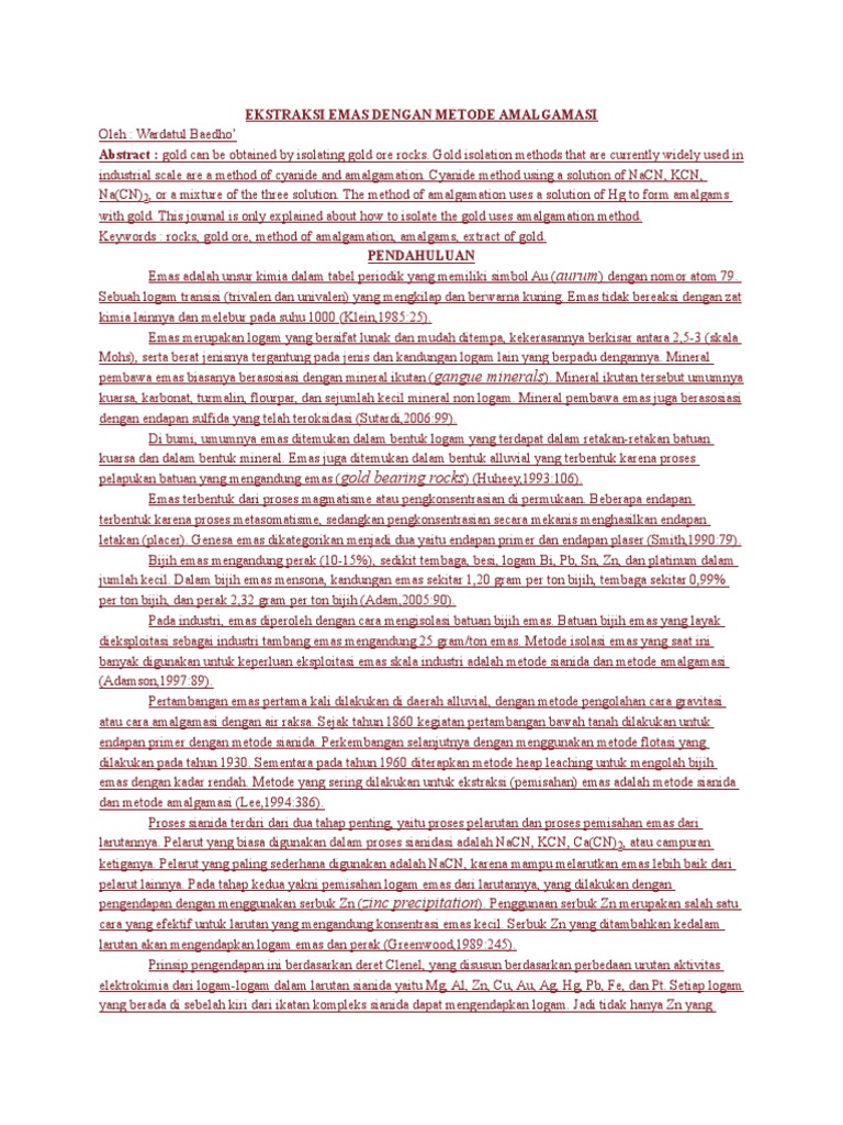 Ekstraksi Emas Dengan Metode Amalgamasi | PDF