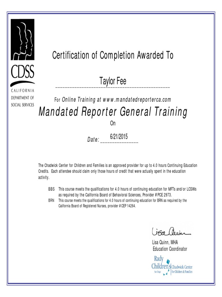 Mandated Reporter | PDF | Health Care | Educational Stages