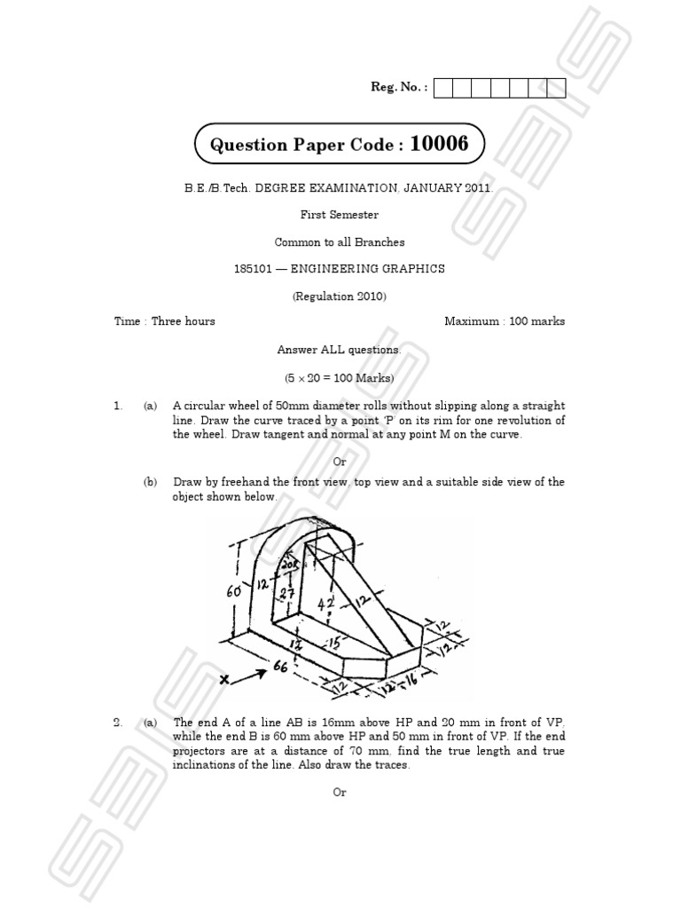 Jan-2011 Engineering Graphics Anna University | PDF | Geometry ...