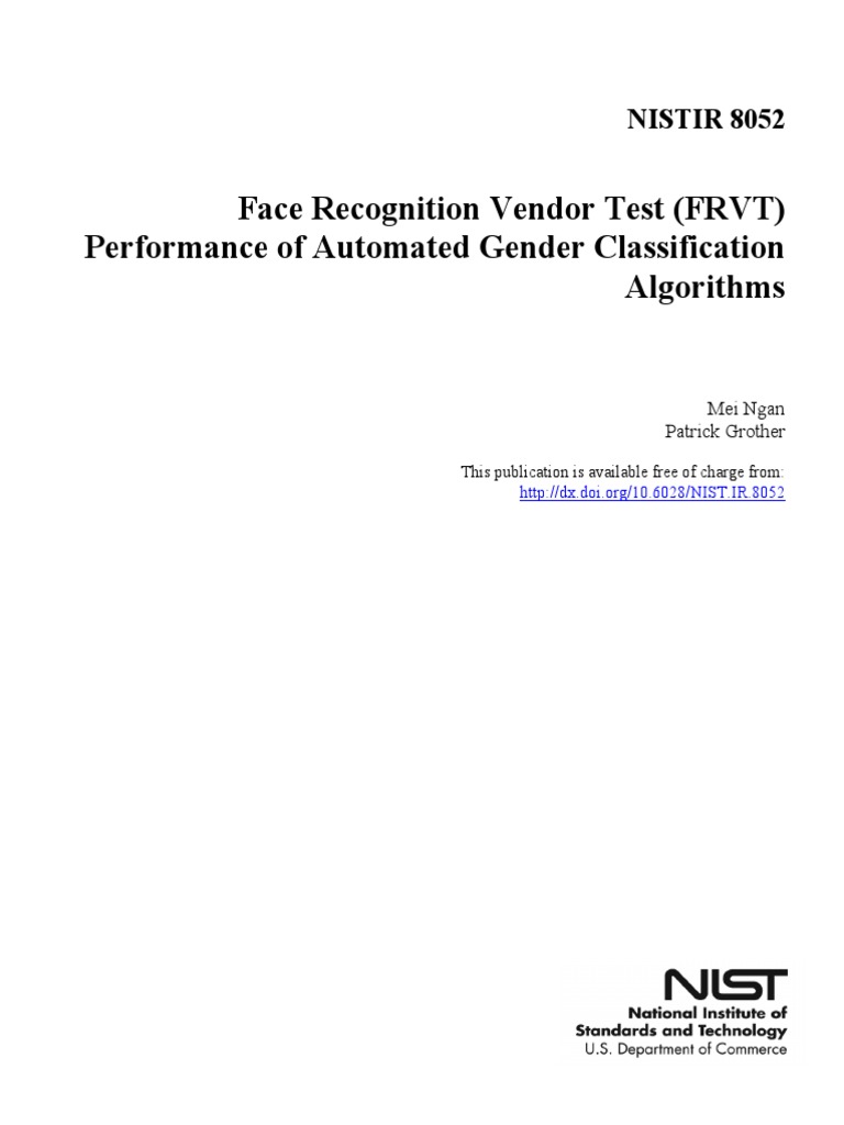 Face Recognition Vendor Test Frvt Performance Of Automated Gender Classification Algorithms