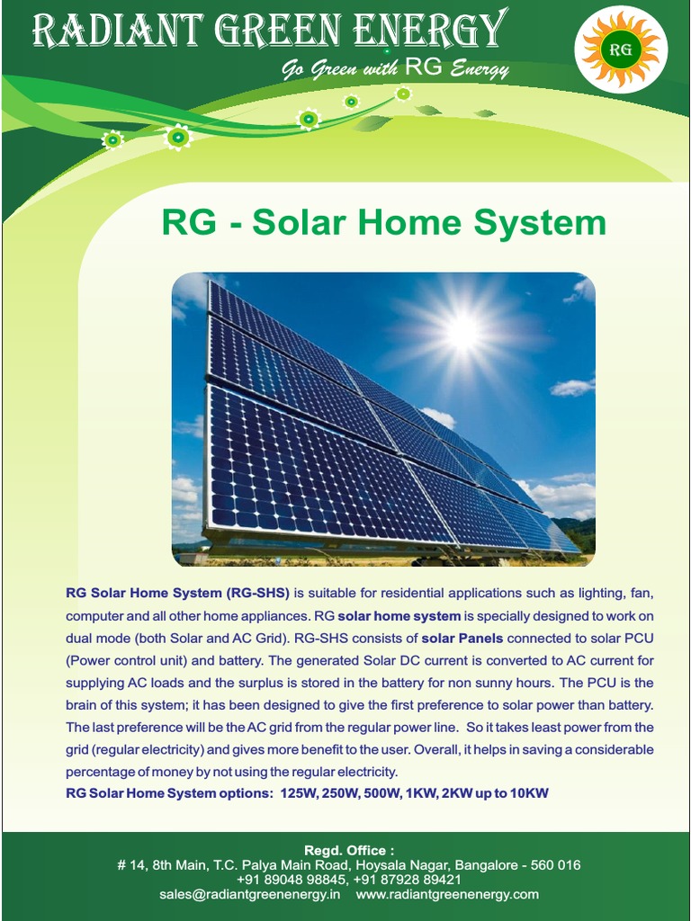 RG Solar Home System (RG-SHS) Is Suitable For Residential Applications ...