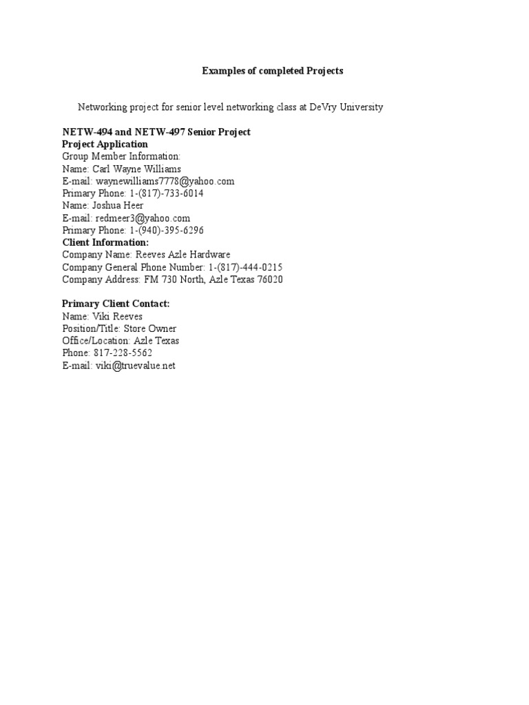 Networking Project Overview at DeVry | PDF