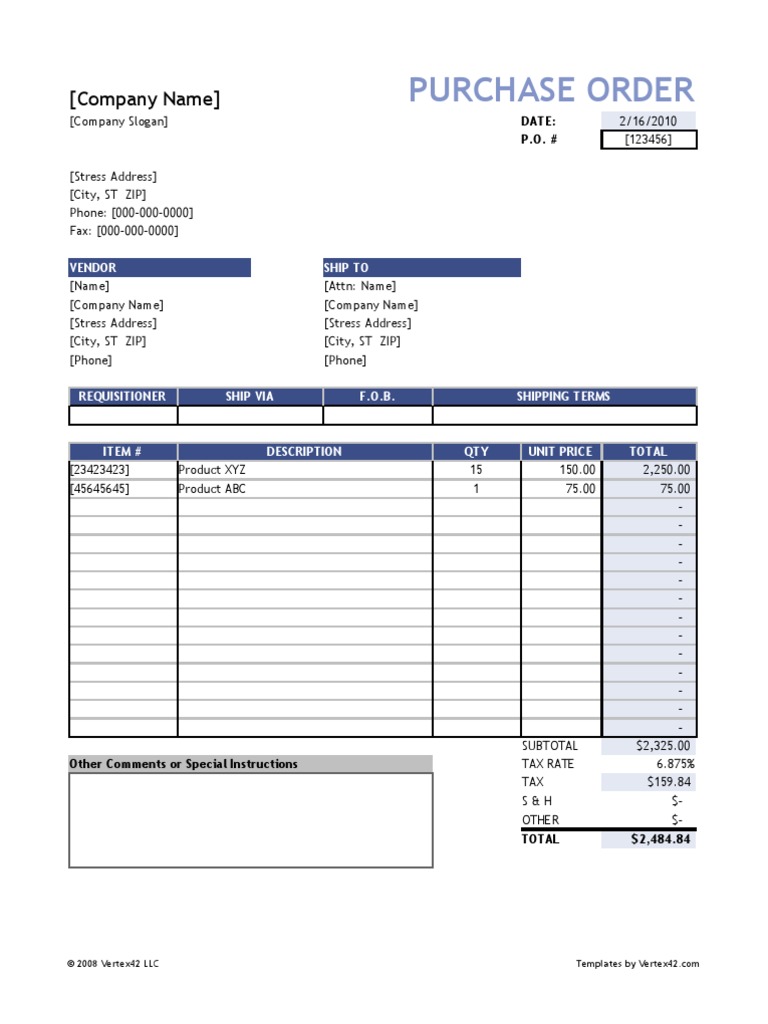 Purchase Order | Question | Integrity