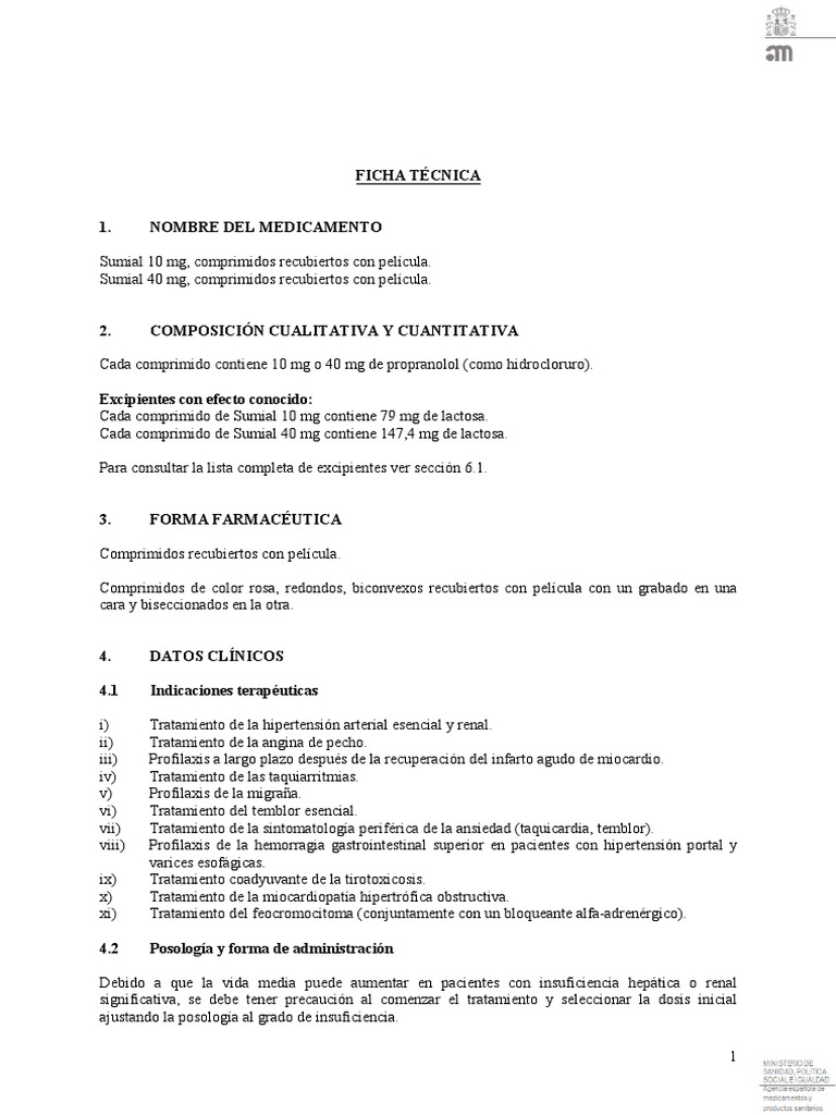 Sumial 40mg | PDF | Hipoglucemia | Hipertensión
