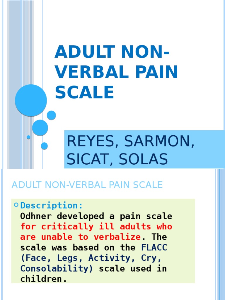 Adult Non Verbal Pain Scale Updated | PDF | Pain | Pain Management