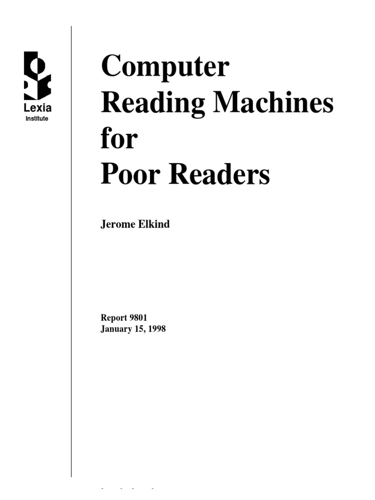 Computer Reading Machines For Poor Readers: Lexia | PDF | Reading ...