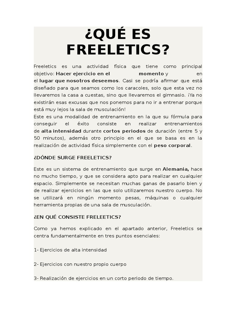 Qué Es Freeletics | PDF | Ejercicio físico | Músculo
