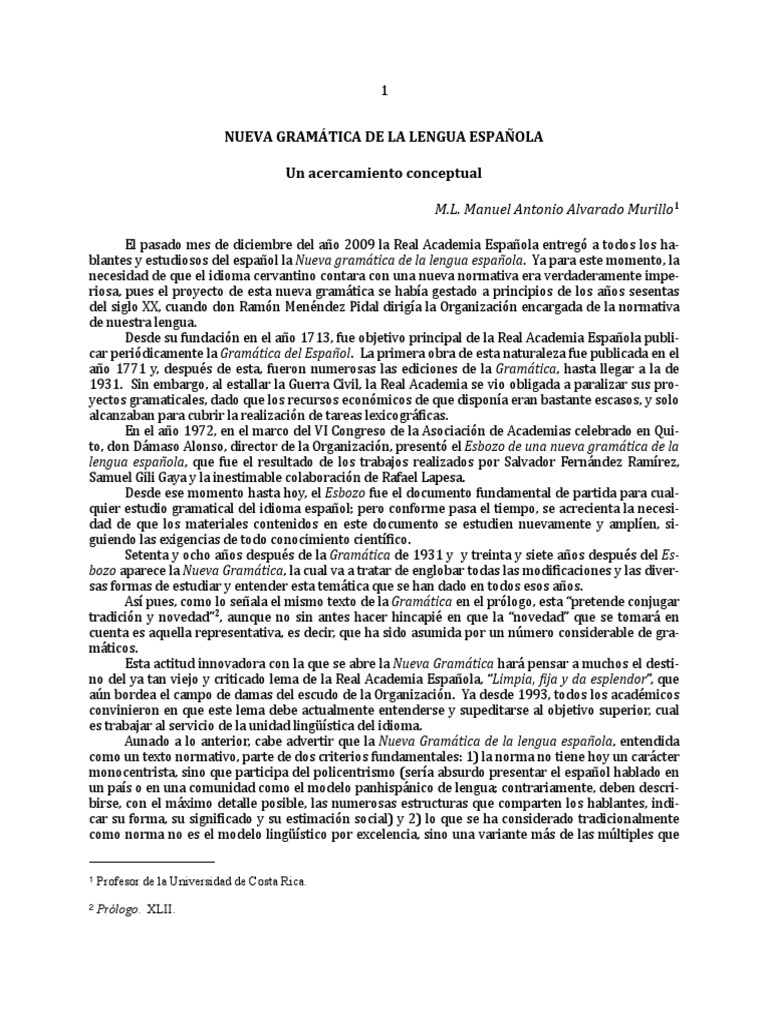 Nueva Gramática de La Lengua Española. | Morfología (Lingüística) | Palabra