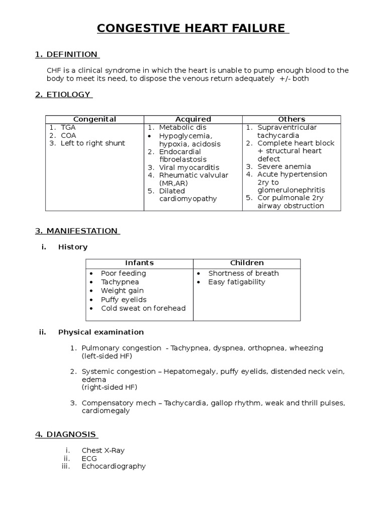 Congestive Heart Failure: Congenital Acquired Others | PDF