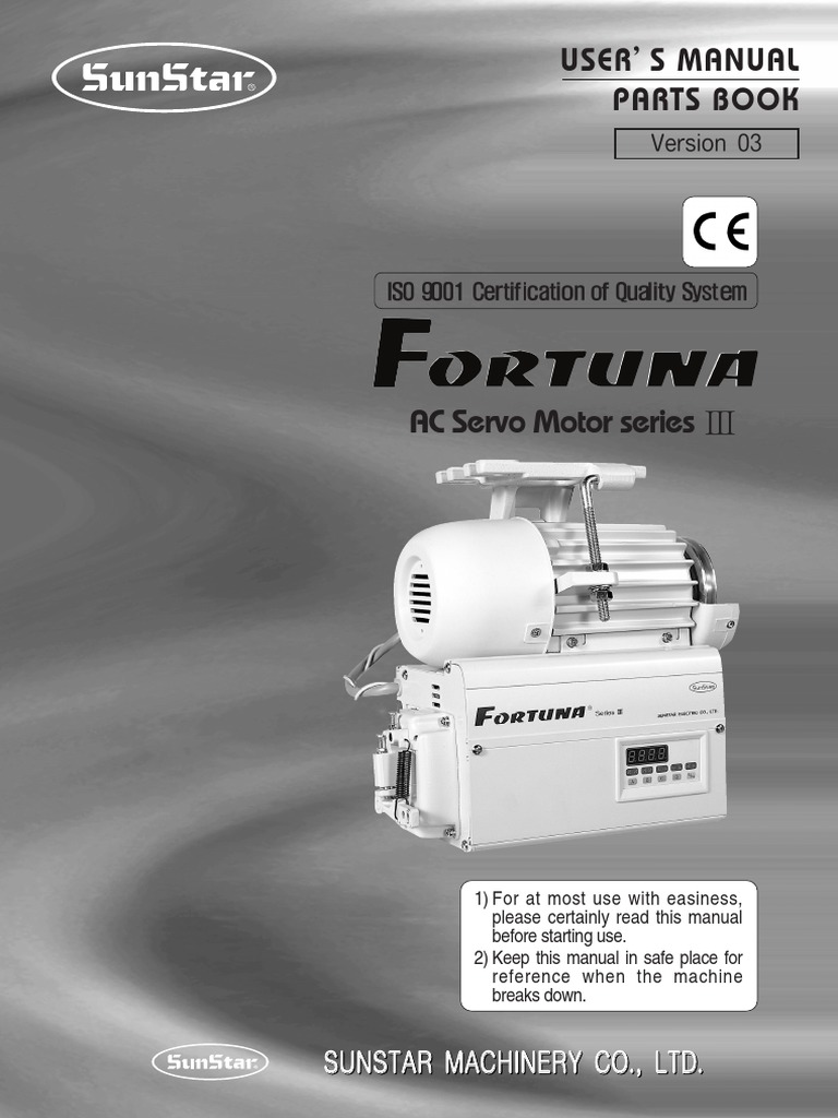 Sunstar AC Servo Motor User Manual | PDF | Sewing | Screw