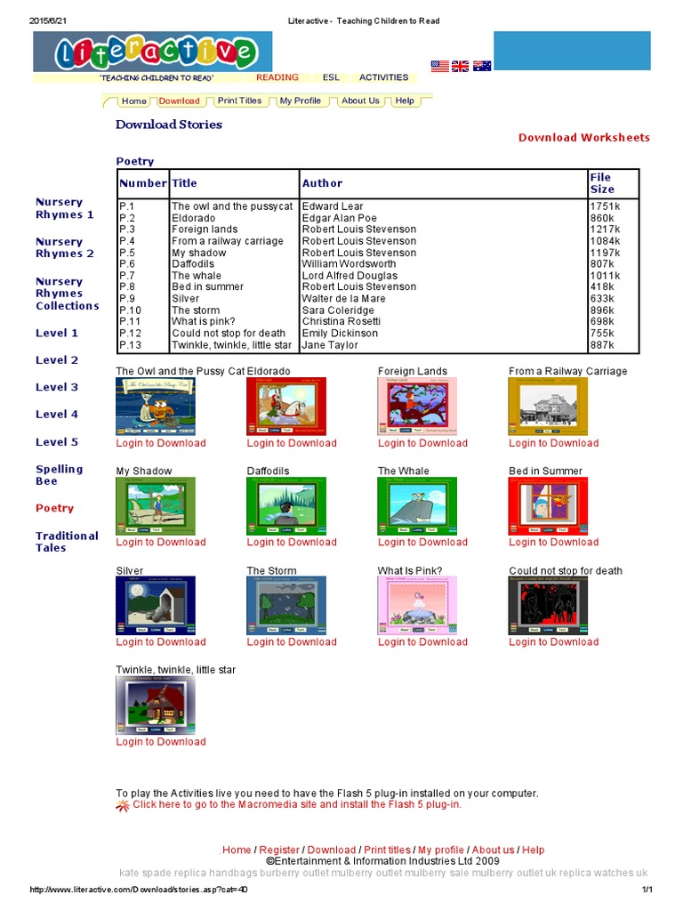 Stories: Poetry Number Title Author File Size | PDF