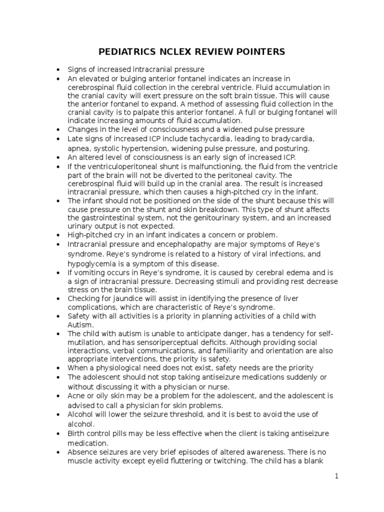 Pediatrics Nclex Review Pointers | PDF | Haemophilia | Dehydration