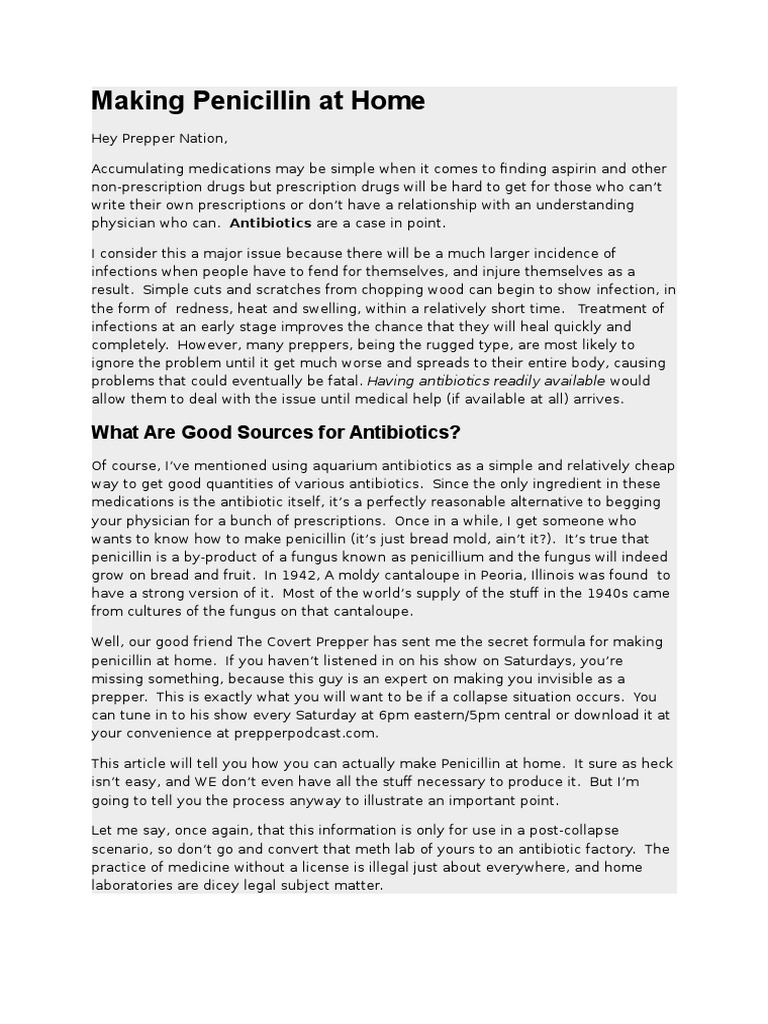 Making Penicillin at Home | PDF