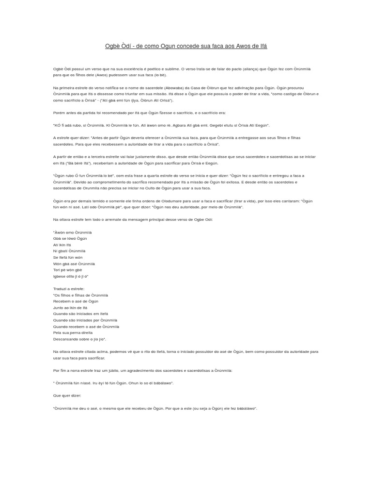 Ogbè Òdí | Download grátis PDF | Padre | Religião e crença