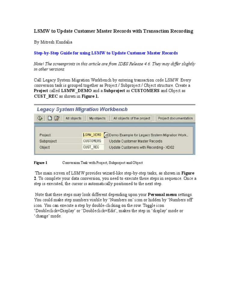 LSMW To Update Customer Master Records With Transaction Recording | PDF | File Format | Text File