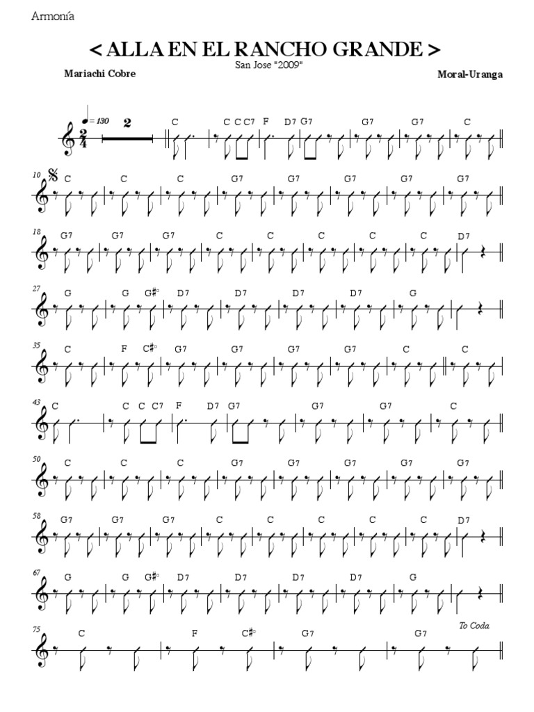 Alla en El Rancho Grande Score | PDF