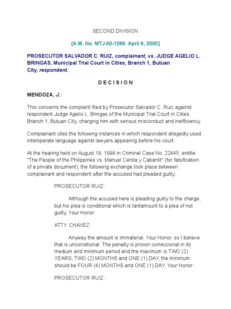 Ruiz Vs Bringas | PDF | Prosecutor | Plea