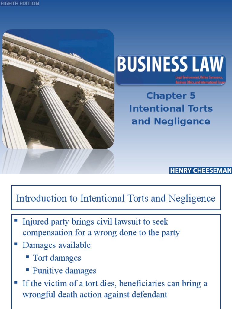 Business Law Chapter 5 Notes | PDF | Negligence | Intentional ...