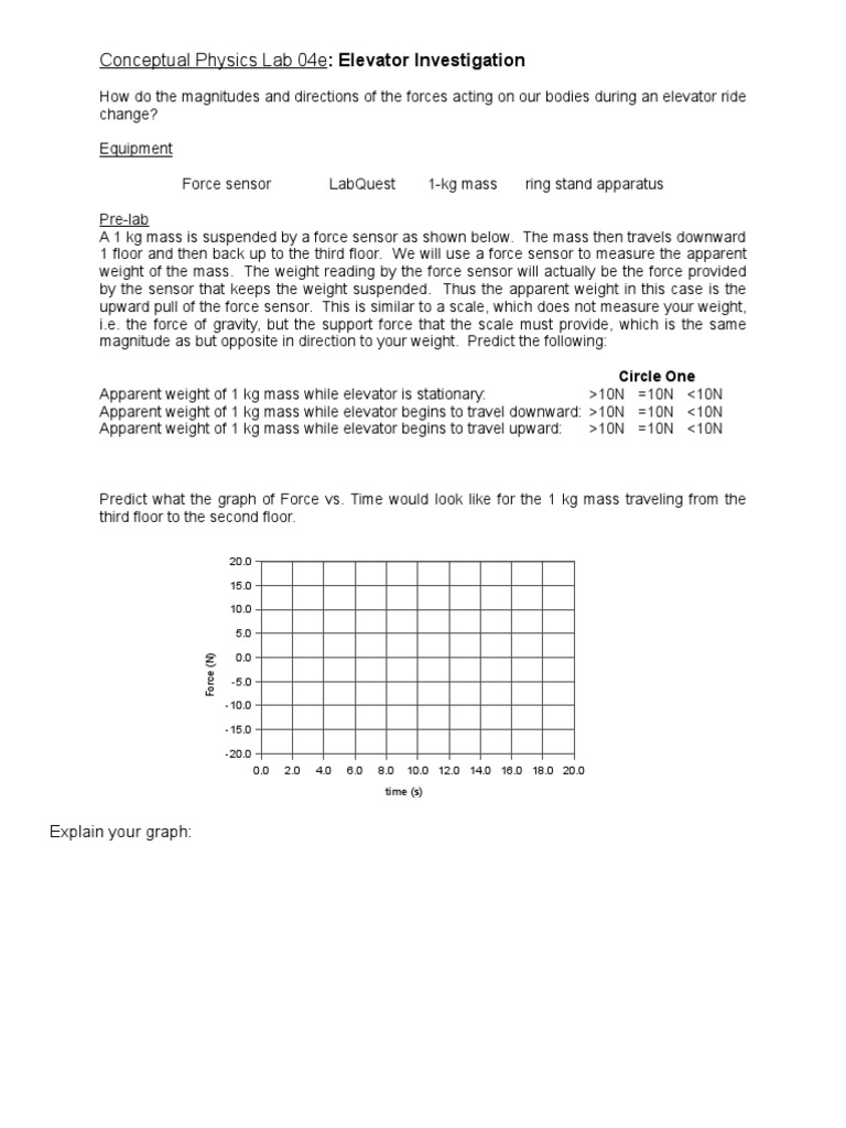 Conceptual Physics Lab 04e: Elevator Investigation | PDF | Weight ...