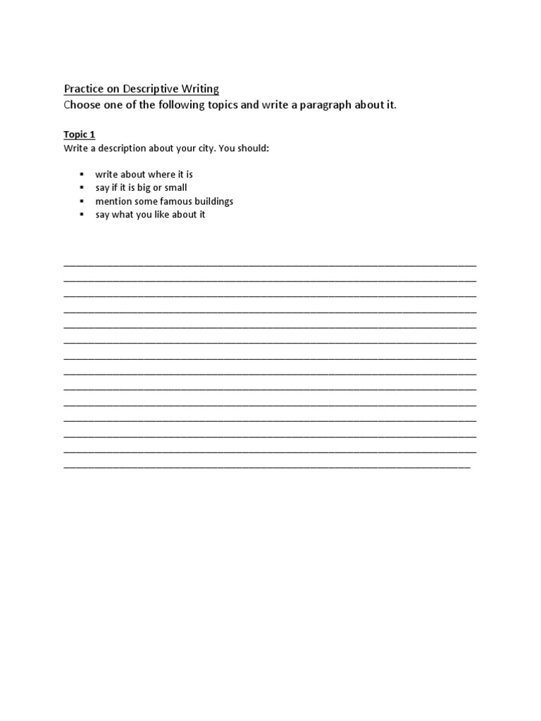 Descritive Writing Practice Sheet | PDF