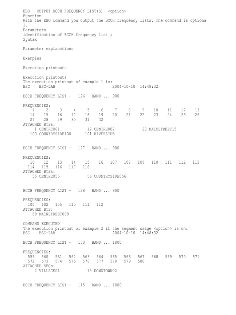 BCCH Frequency List in A BSC | PDF