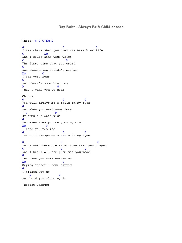 Always Be A Child Chords | PDF