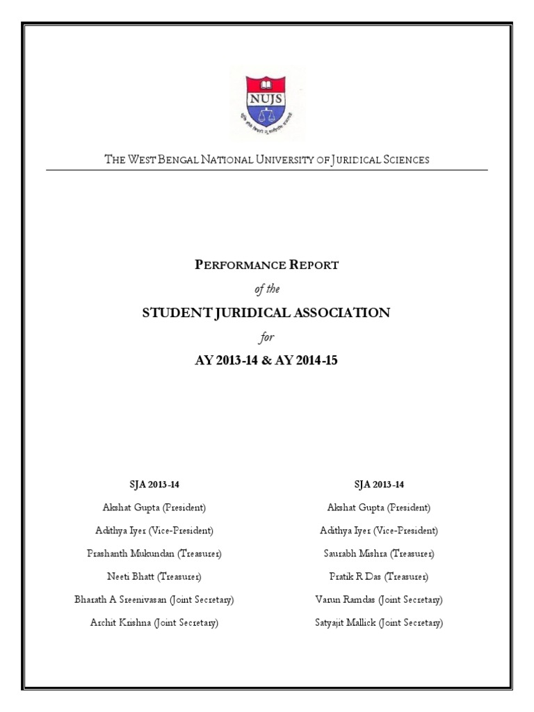NUJS SJA Performance Report 2013-2015 | Toilet | Test (Assessment)