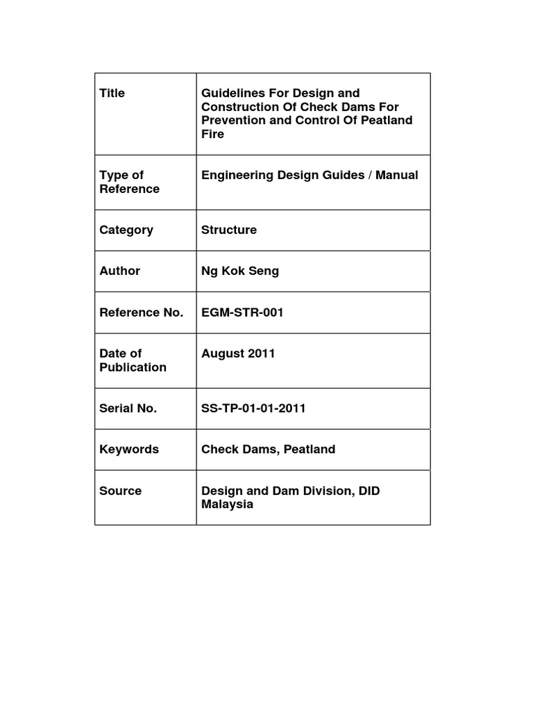 Check Dam Design Guidelines for Peatlands | PDF | Dam | Soil Mechanics