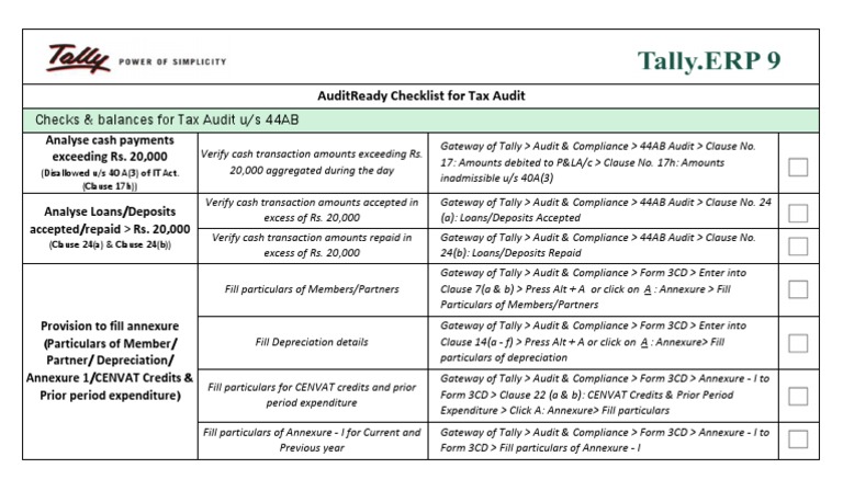Tax Audit Checklist For Form 3cd Pdf Finance Money Management