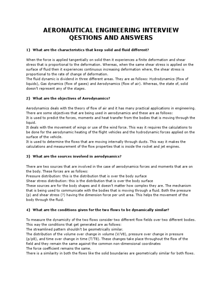 Interview Questions and Answers For Aeronautical Engineers | PDF ...