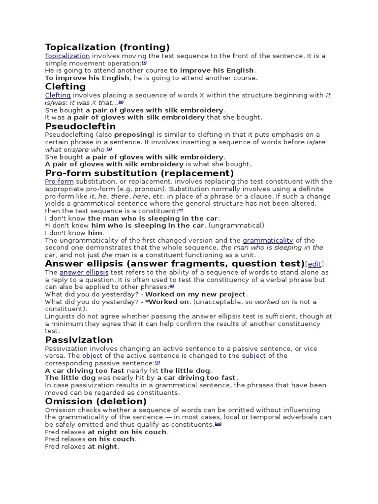 Constituency Tests | PDF | Phrase | Morphology