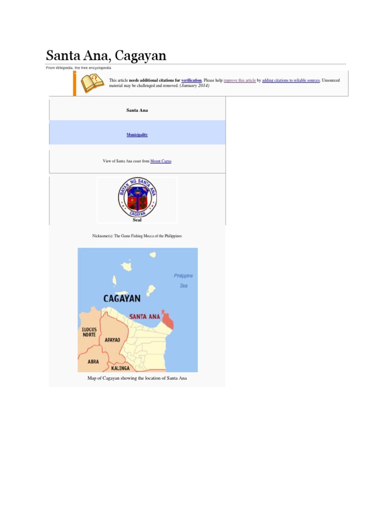 Santa Ana, Cagayan Overview | PDF | Social Science