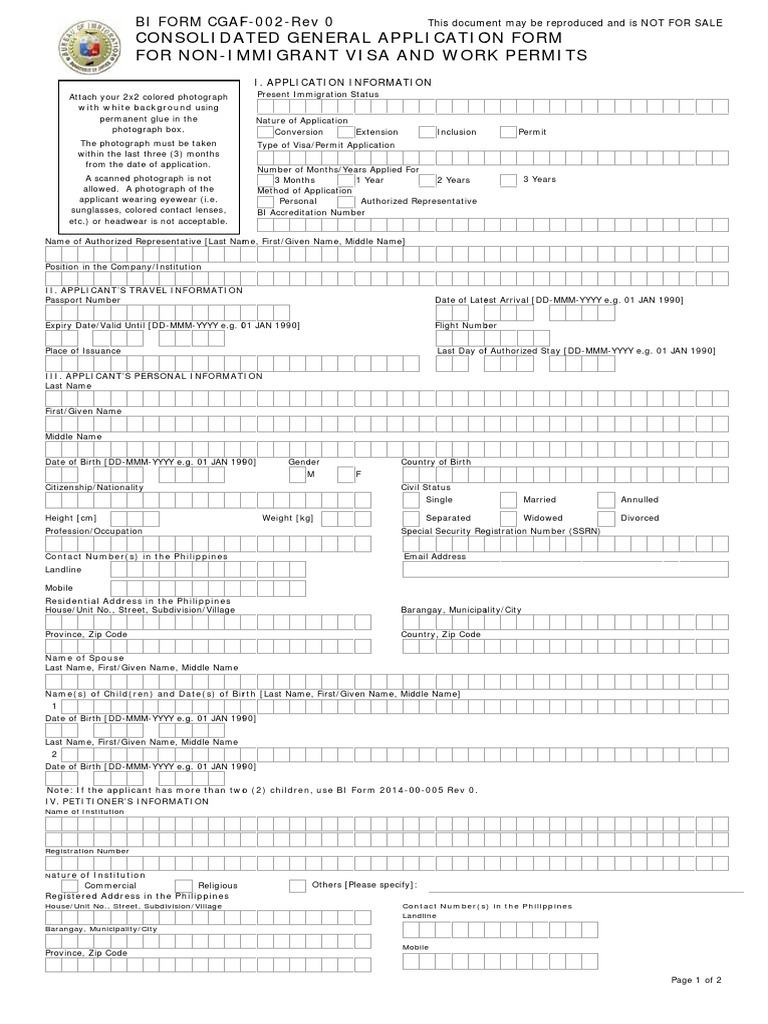 Bi Form Cgaf-002-Rev 0 | PDF | Nationality Law | Travel Visa Bi Form Cgaf-002-Rev 0 | PDF | Nationality Law | Travel Visa