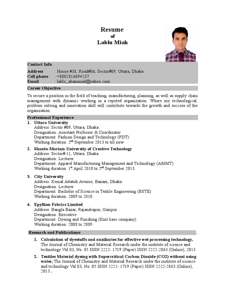 (CV) Md. Lablu Miah | PDF | Dhaka | World Politics