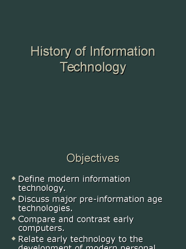 History and Evolution of IT | PDF | Information Technology | Personal ...