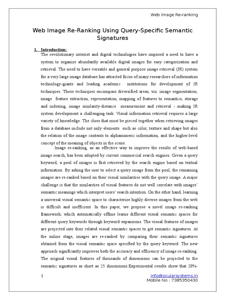 Web Image Re-Ranking Using Query-Specific Semantic Signatures | PDF | Information Retrieval ...
