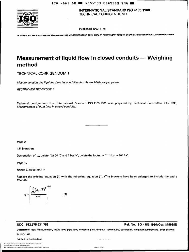 Iso 4185 1980 | PDF | Weighing Scale | Density