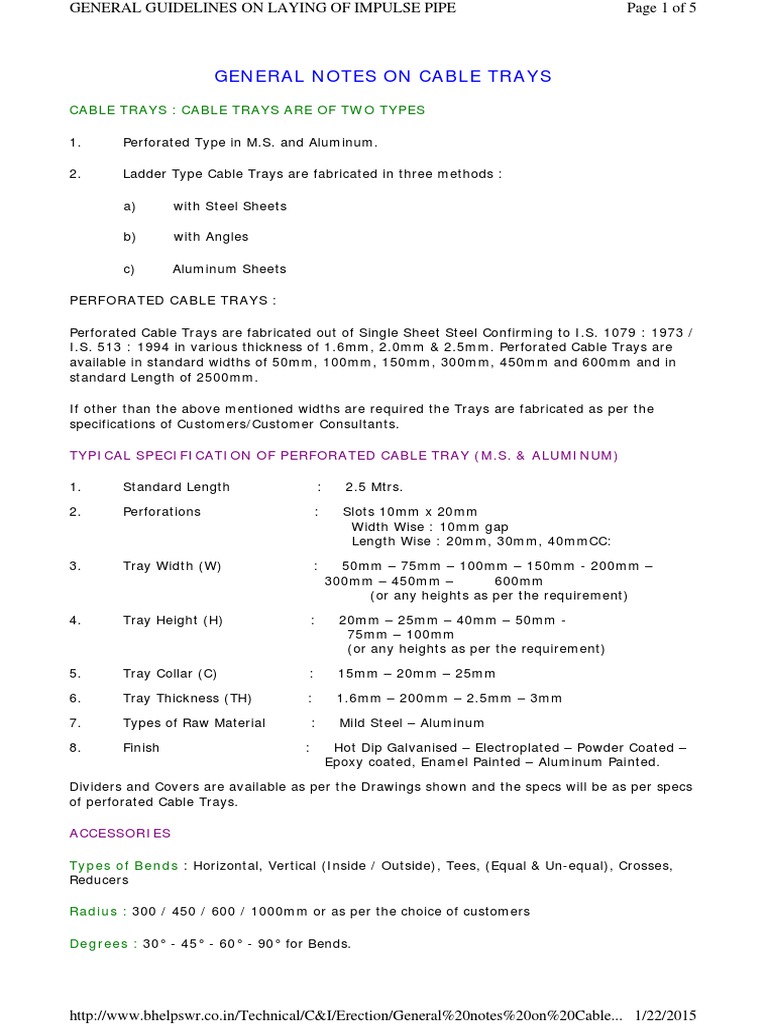 General Notes On Cable Trays | PDF | Galvanization | Sheet Metal