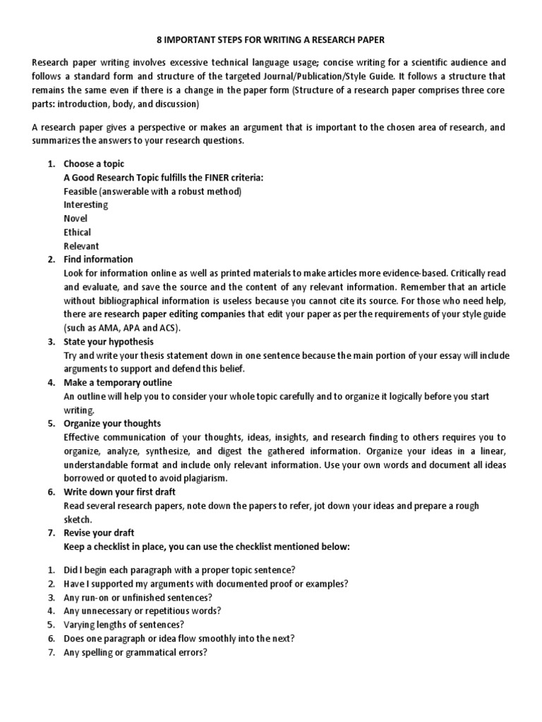 Steps for Writing a Research Paper | PDF | Academic Publishing | Editing