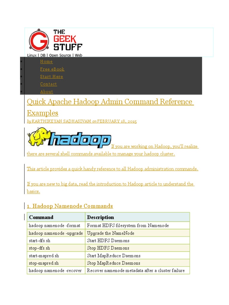 Admin Commands | Download Free PDF | Apache Hadoop | File System