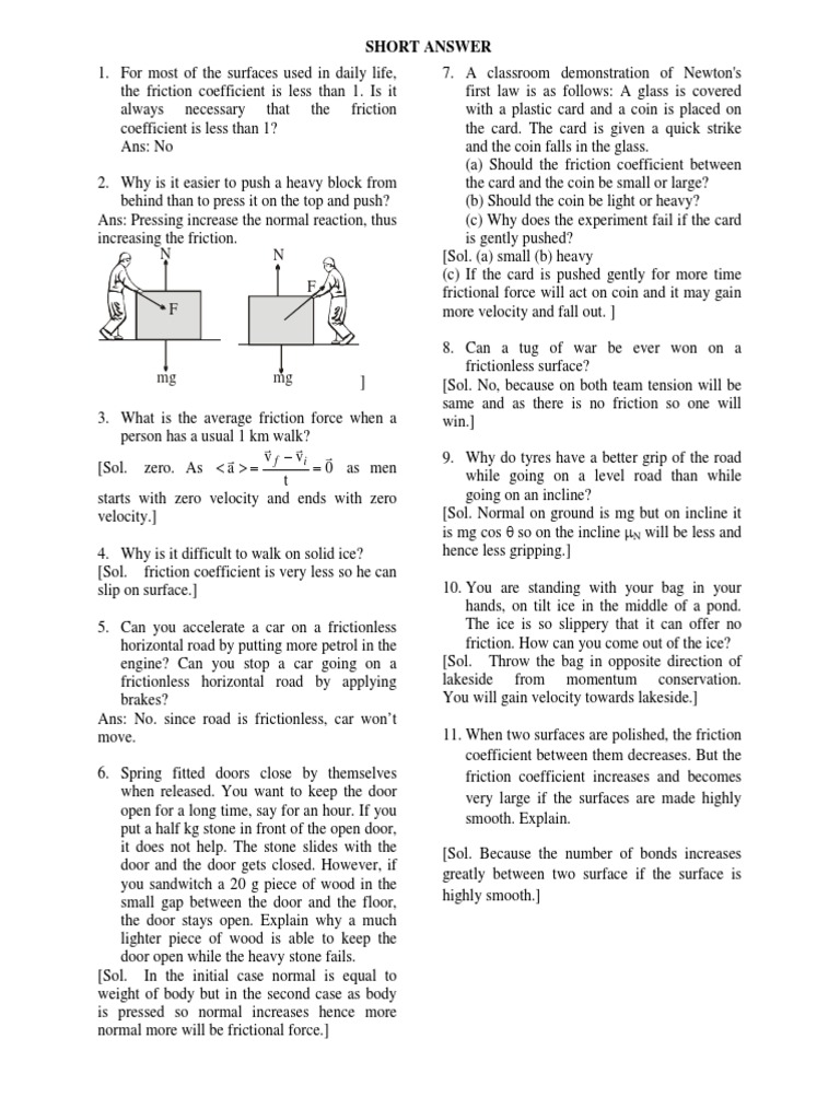 Frcition Objective | PDF | Friction | Physical Quantities