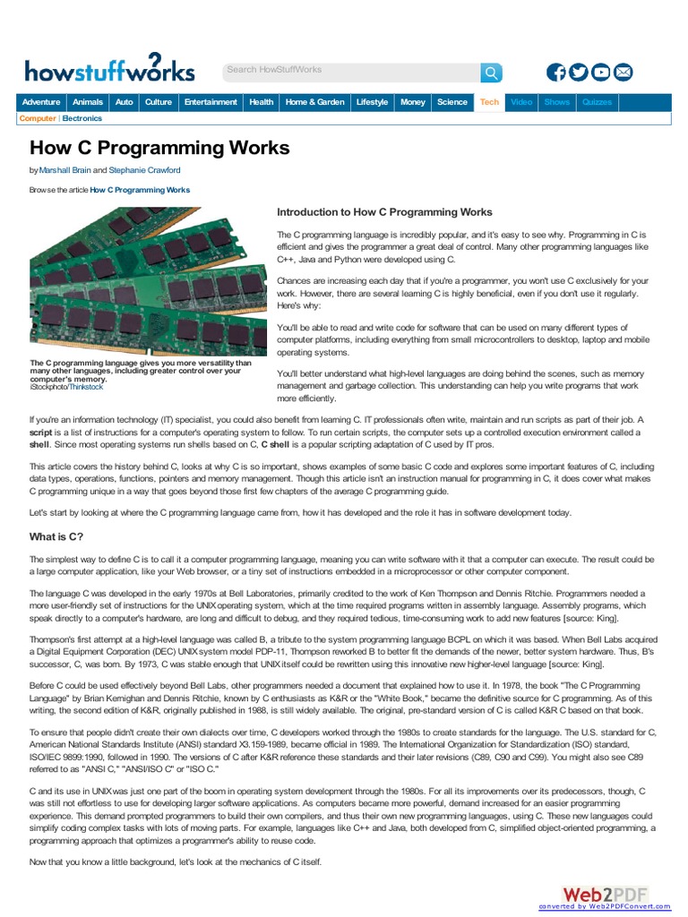 C Programming First Part Pdf C Programming Language Subroutine 1216