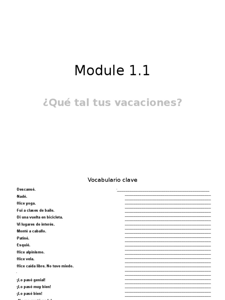 Vocabulario sobre vacaciones en inglés | PDF | Ocio